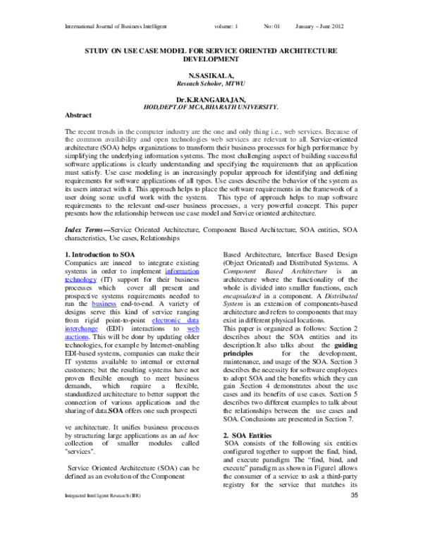 (PDF) STUDY ON USE CASE MODEL FOR SERVICE ORIENTED ARCHITECTURE DEVELOPMENT