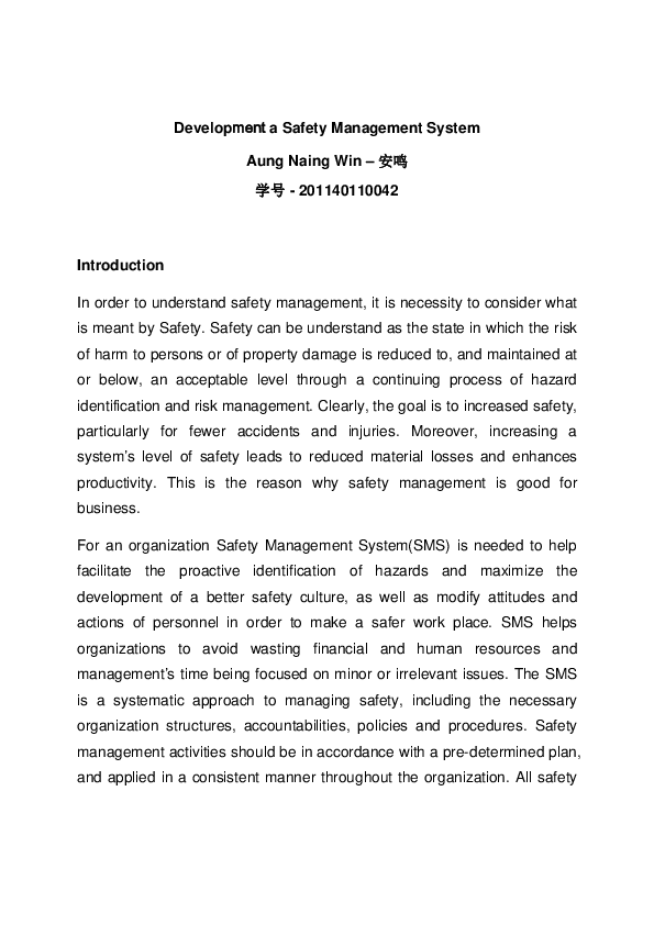 (PDF) Development a Safety Management System