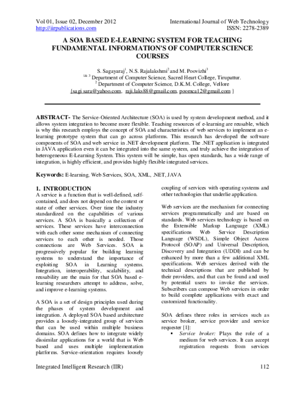(PDF) A SOA BASED E-LEARNING SYSTEM FOR TEACHING FUNDAMENTAL INFORMATION'S OF COMPUTER SCIENCE ...
