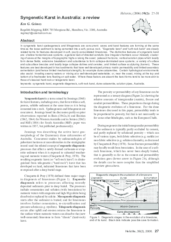 (PDF) Syngenetic Karst in Australia: a review | Ken G Grimes - Academia.edu