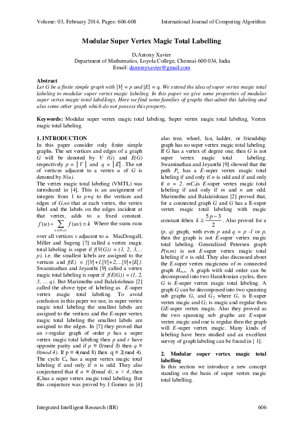 (PDF) Modular Super Vertex Magic Total Labelling