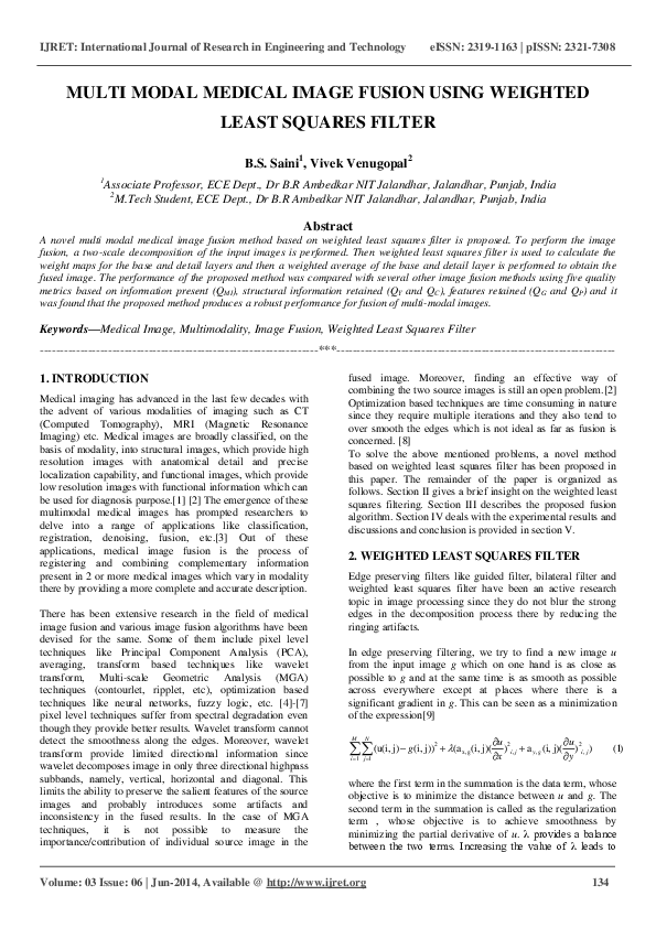 Pdf Multi Modal Medical Image Fusion Using Weighted Least Squares Filter