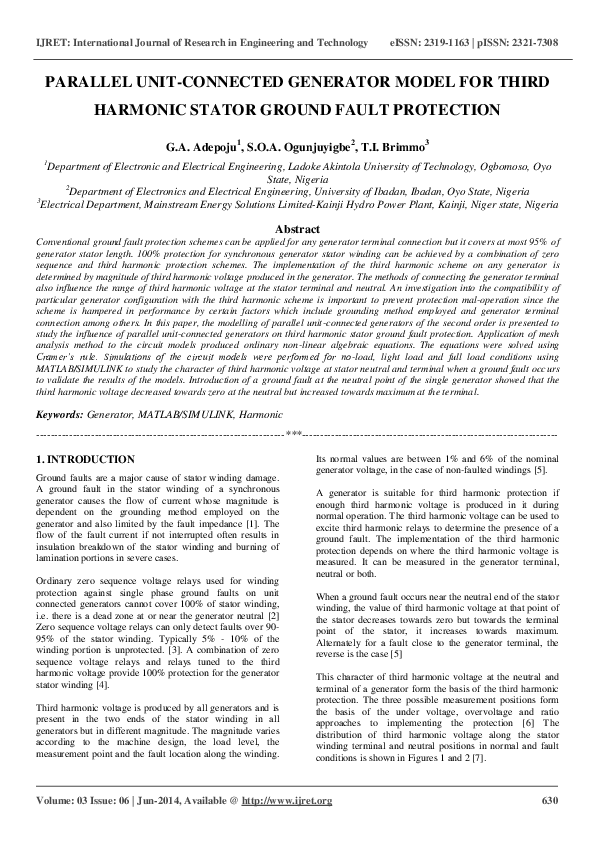 (PDF) PARALLEL UNIT-CONNECTED GENERATOR MODEL FOR THIRD HARMONIC STATOR ...