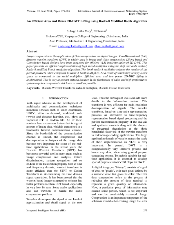 Pdf An Efficient Area And Power 2d Dwt Lifting Using Radix 8 Modified Booth Algorithm