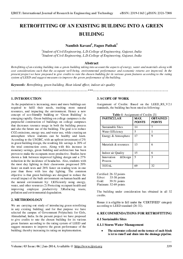 (PDF) RETROFITTING OF AN EXISTING BUILDING INTO A GREEN BUILDING