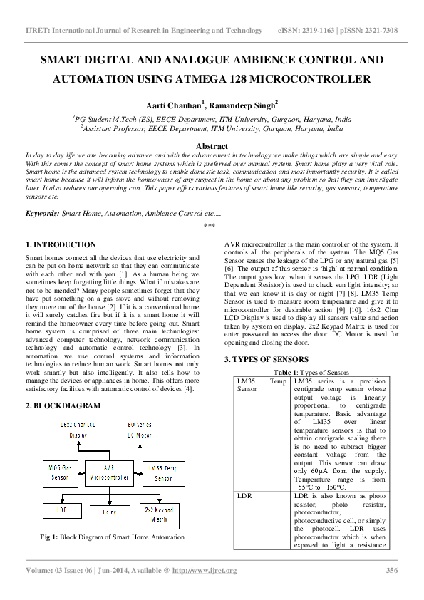 (PDF) SMART DIGITAL AND ANALOGUE AMBIENCE CONTROL AND AUTOMATION USING ATMEGA 128 MICROCONTROLLER