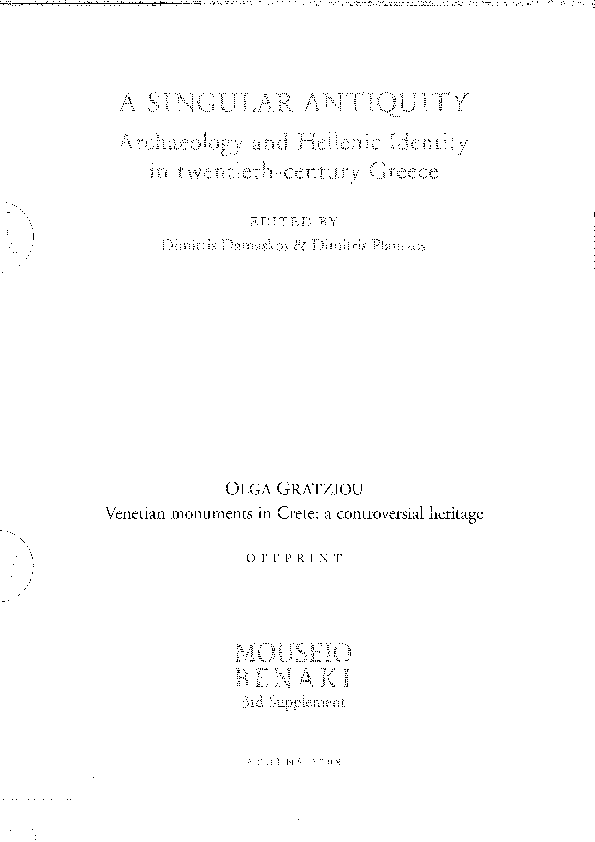 Venetian Monuments in Crete: a controversial Heritage, A Singular ...