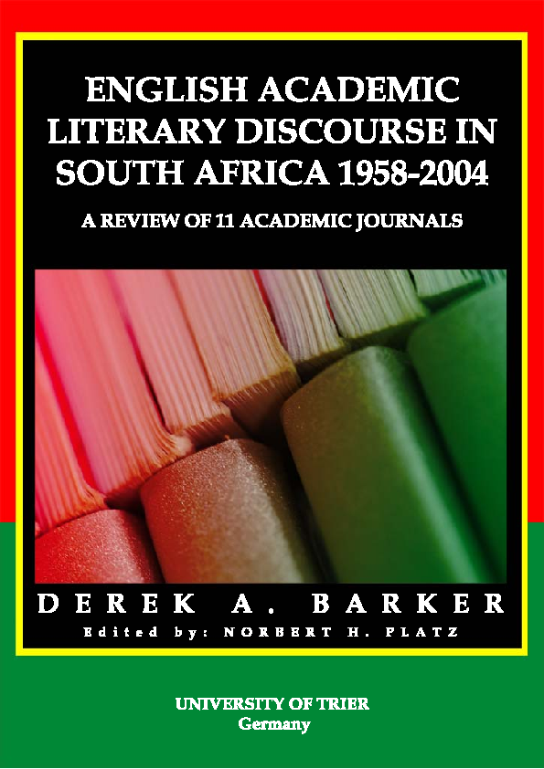 (PDF) ENGLISH ACADEMIC LITERARY DISCOURSE IN SOUTH AFRICA 1958-2004: A ...
