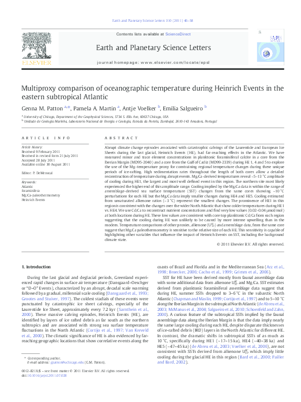 (PDF) Multiproxy comparison of oceanographic temperature during ...
