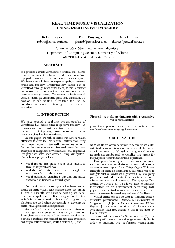 (PDF) REAL-TIME MUSIC VISUALIZATION USING RESPONSIVE IMAGERY