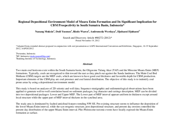 (PDF) Regional Depositional Environment Model of Muara Enim Formation ...