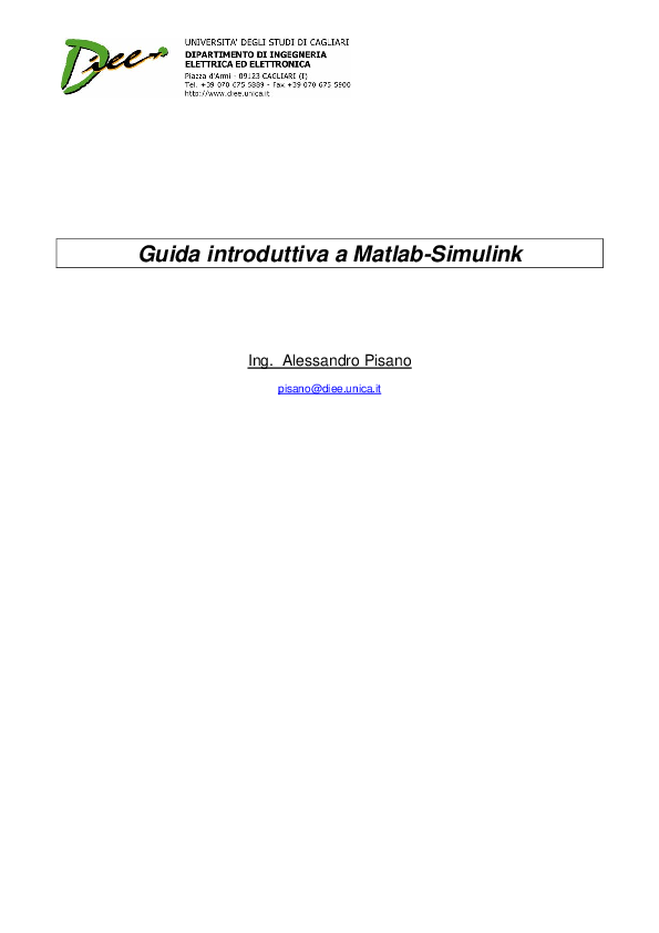 (PDF) Guida introduttiva a Matlab-Simulink (PDF) Guida introduttiva a Matlab-Simulink