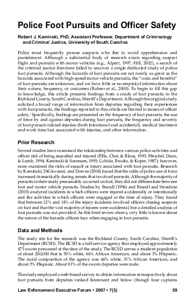 (PDF) Police foot pursuits and officer safety