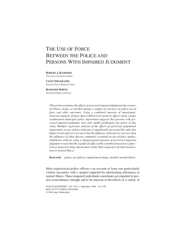(PDF) The use of force between the police and persons with impaired ...