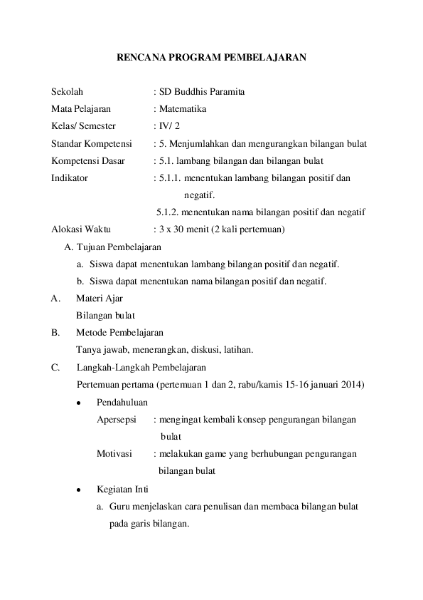 (DOC) RENCANA PROGRAM PEMBELAJARAN