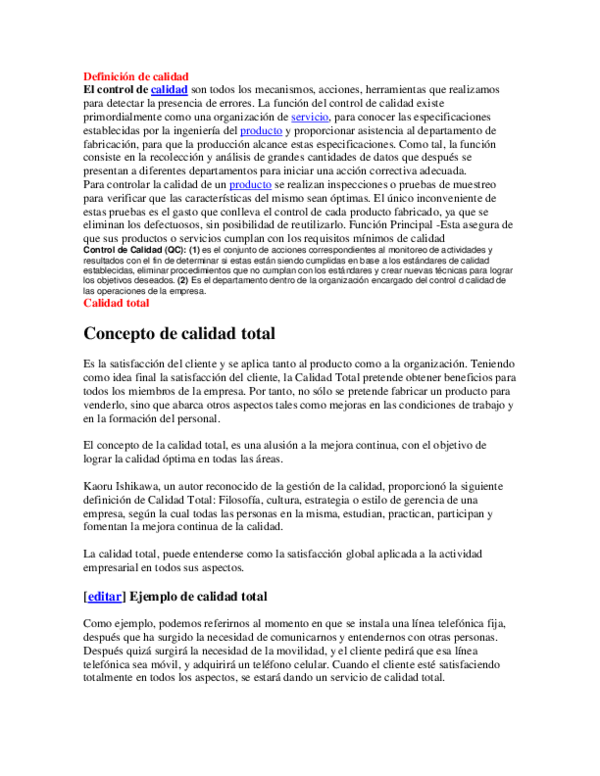 (DOC) Definición de calidad