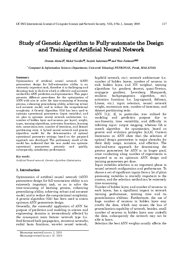 (PDF) Study of Genetic Algorithm to Fully-automate the Design and ...