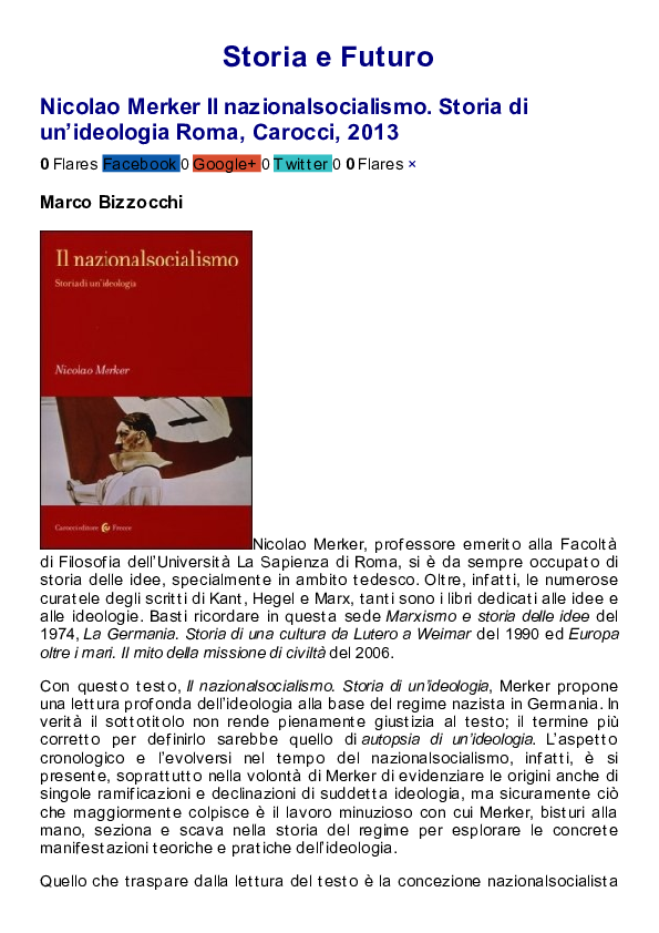 (PDF) (Review) Nicolao MERKER, Il Nazionalsocialismo. Storia di una ...