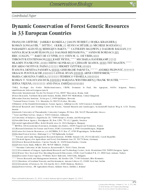 (PDF) Dynamic Conservation of Forest Genetic Resources in 33 European ...