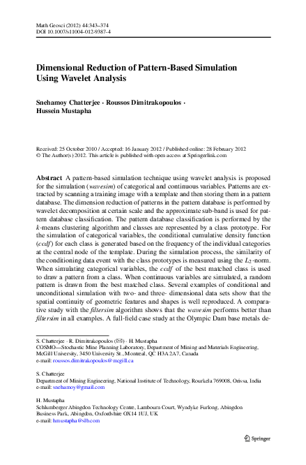 Pdf Wavelet Based Dimensional Reduction In Pattern Simulation