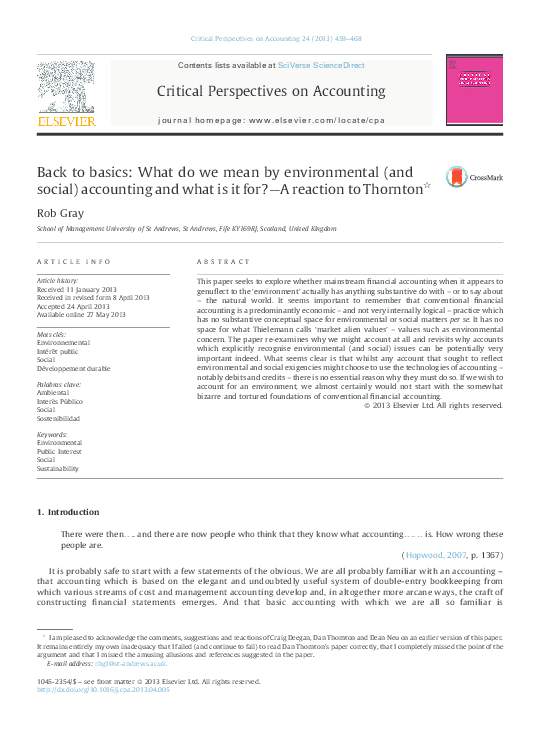 (PDF) Back to basics: What do we mean by environmental (and social ...
