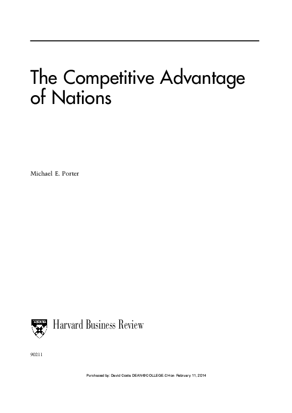 (PDF) The Competitive Advantage of Nations