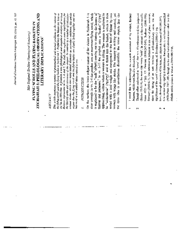(PDF) "Flying Scrolls and Flying Baskets in Zechariah 5: Philological ...
