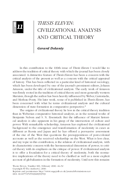 (PDF) Civilizational Analysis and Critical Theory