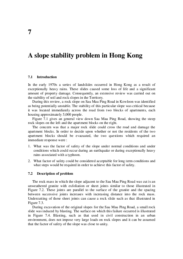 (PDF) A slope stability problem in Hong Kong