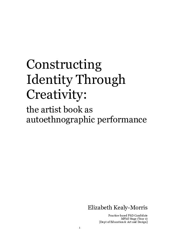 (PDF) Constructing Identity Through Creativity: the artist book as auto ...