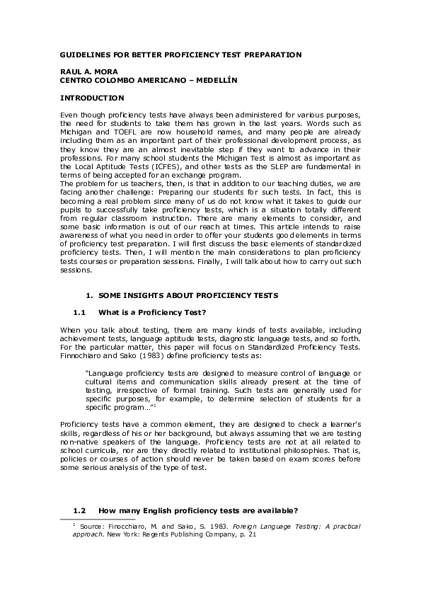(PDF) Guidelines for better proficiency test preparation