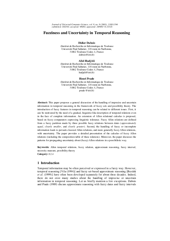 (PDF) Fuzziness and Uncertainty in Temporal Reasoning