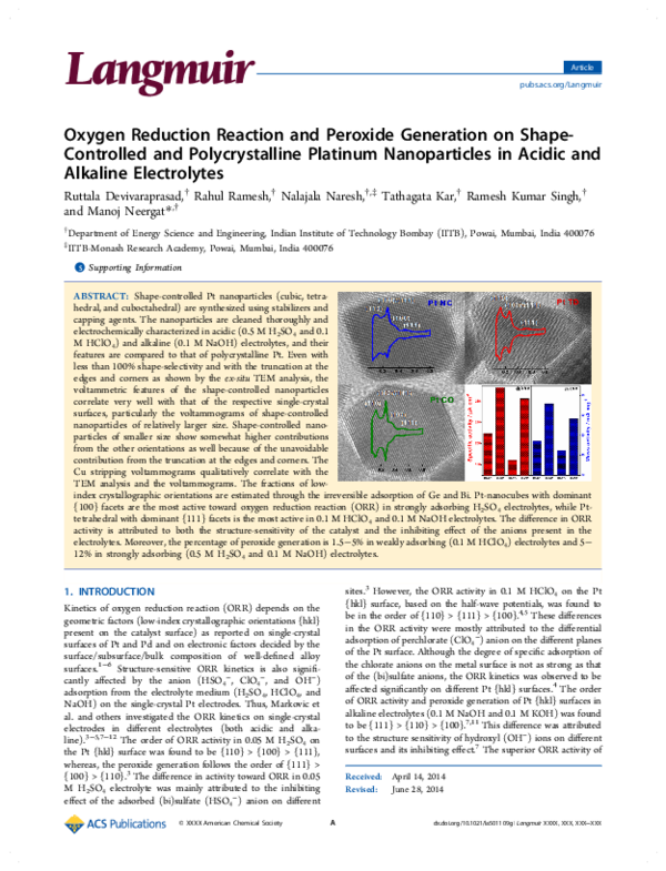 Oxygen Reduction Reaction and Peroxide Generation on Shape- Controlled ...