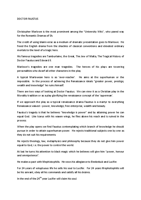 (DOC) DOCTOR FAUSTUS