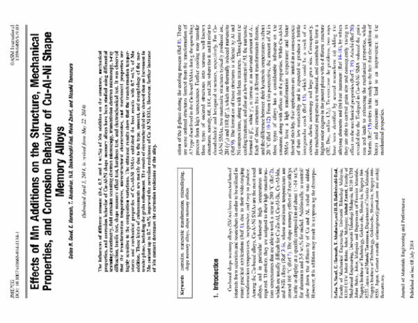 (PDF) Effects of Mn Additions on the Structure, Mechanical Properties, and Corrosion Behavior of ...
