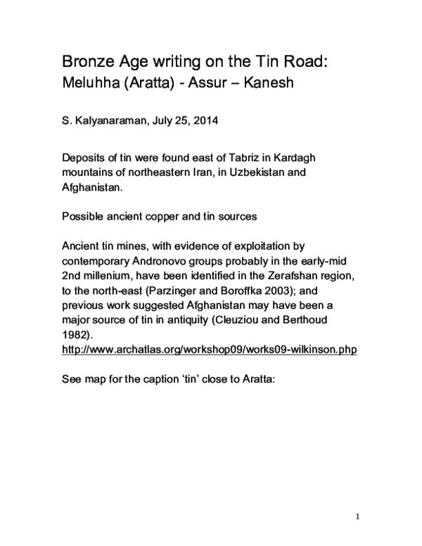 (PDF) Bronze Age writing by artisans and traders on the Tin Road ...