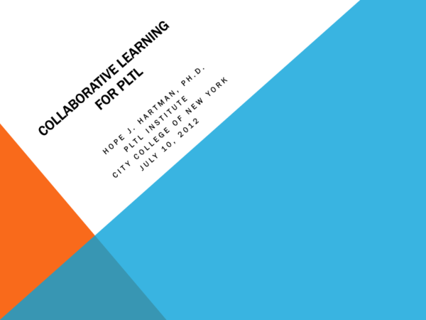 (PDF) Collaborative Learning for Peer-Led Team Learning