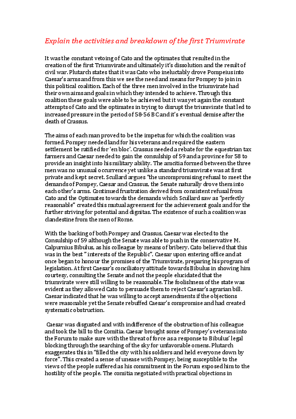 (DOC) Explain the activities and breakdown of the first Triumvirate