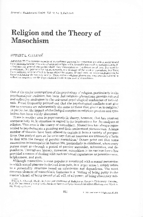 (PDF) Religion and the Theory of Masochism