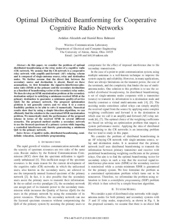 Pdf Globally Optimal Precoder Design With Finite Alphabet Inputs For Cognitive Radio Networks 