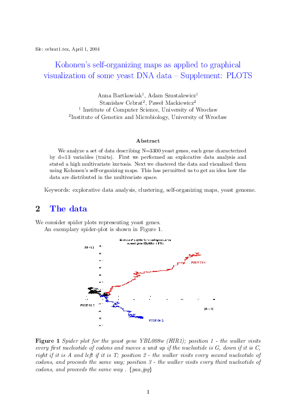(PDF) Kohonen's self-organizing maps as applied to graphical visualization of some yeast DNA ...