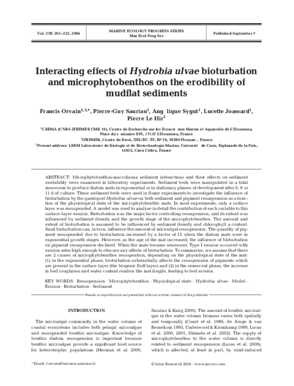(PDF) Interacting effects of Hydrobia ulvae bioturbation and ...
