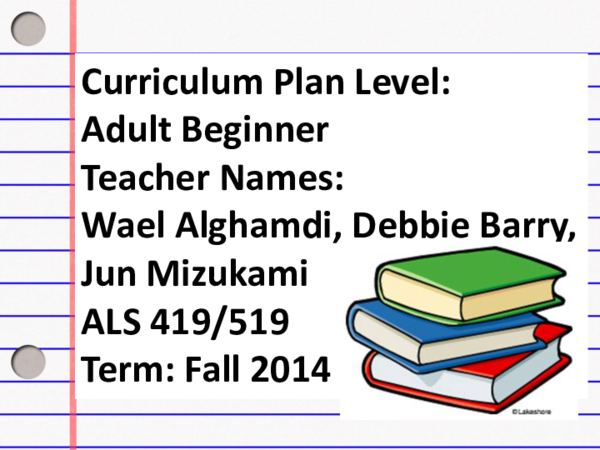 (PPT) Curriculum Plan Level: Adult Beginner
