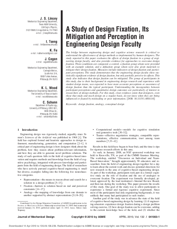 (PDF) A Study of Design Fixation, Its Mitigation and Perception in ...