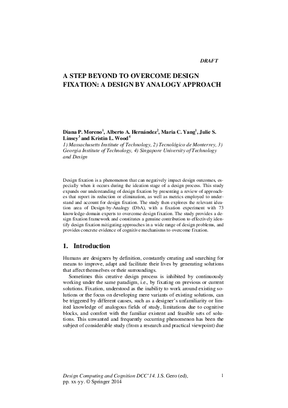 (PDF) A STEP BEYOND TO OVERCOME DESIGN FIXATION: A DESIGN-BY-ANALOGY ...