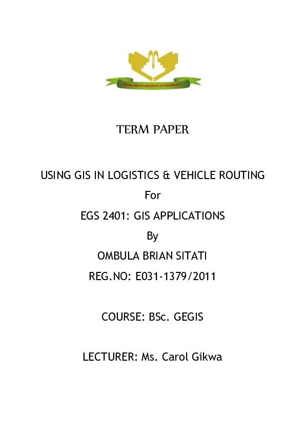 (DOC) Term Paper Vehicle Routing