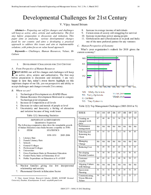 (PDF) Developmental Challenges for 21st Century
