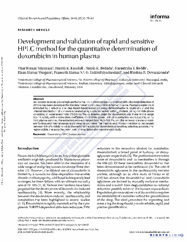 Pdf Development And Validation Of Rapid And Sensitive Hplc Method For