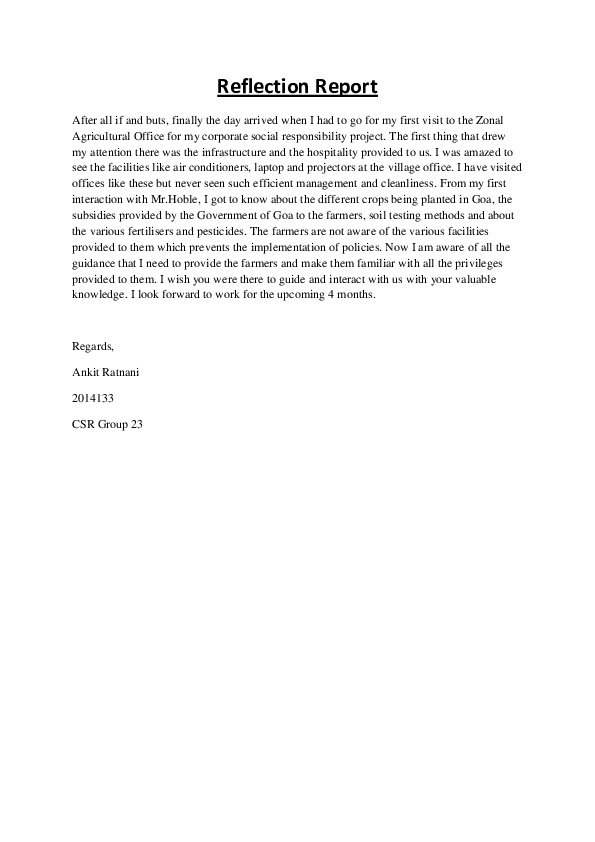 (DOC) Reflection Report