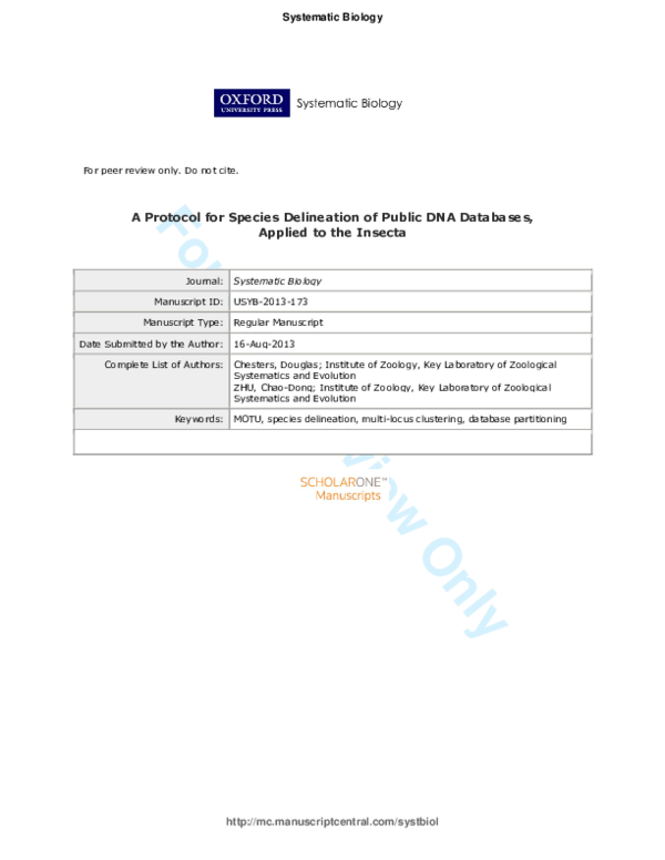 (PDF) 2014 Douglas & Zhu A Protocol for Species Delineation of Public ...